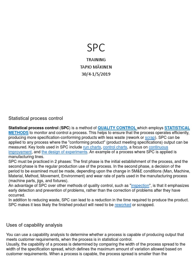 SPC Training | PDF | Evaluation Methods | Statistics