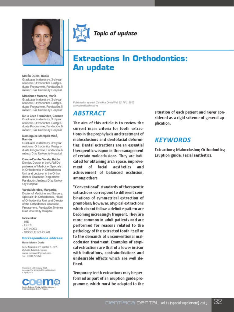 An Update on Current Criteria and Patterns for Tooth Extractions in ...