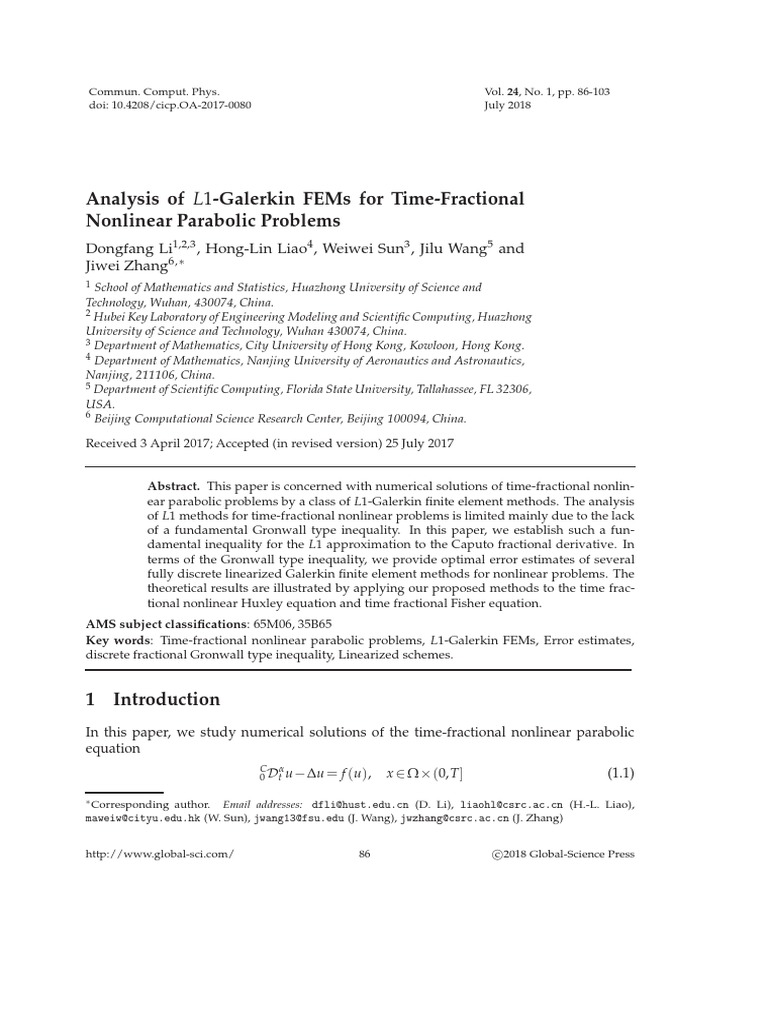Fractional Parabolic Pde Download Free Pdf Finite Element Method Numerical Analysis