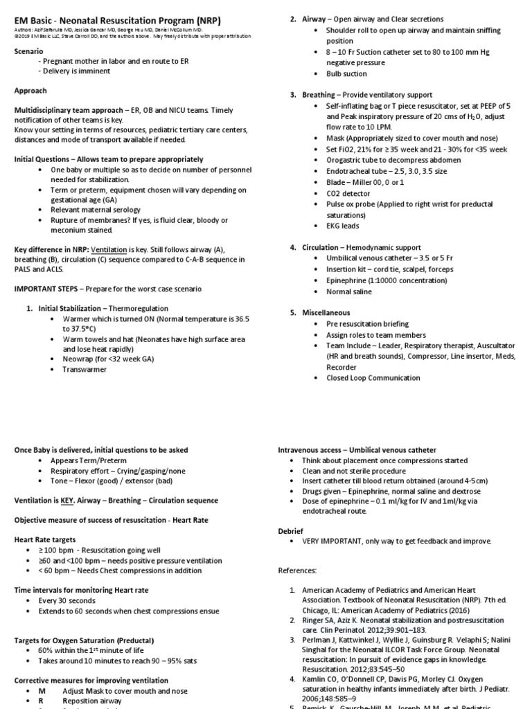 66 Neonatal Resuscitation Show Notes 1 | PDF | Cardiopulmonary ...