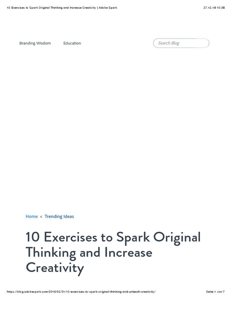 10 Exercises To Spark Original Thinking and Increase Creativity | PDF ...