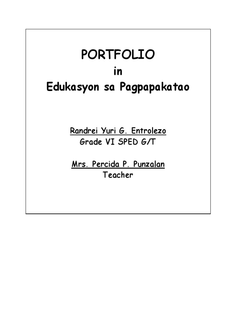 ESP Portfolio Design for Values Education | PDF | Language Arts ...
