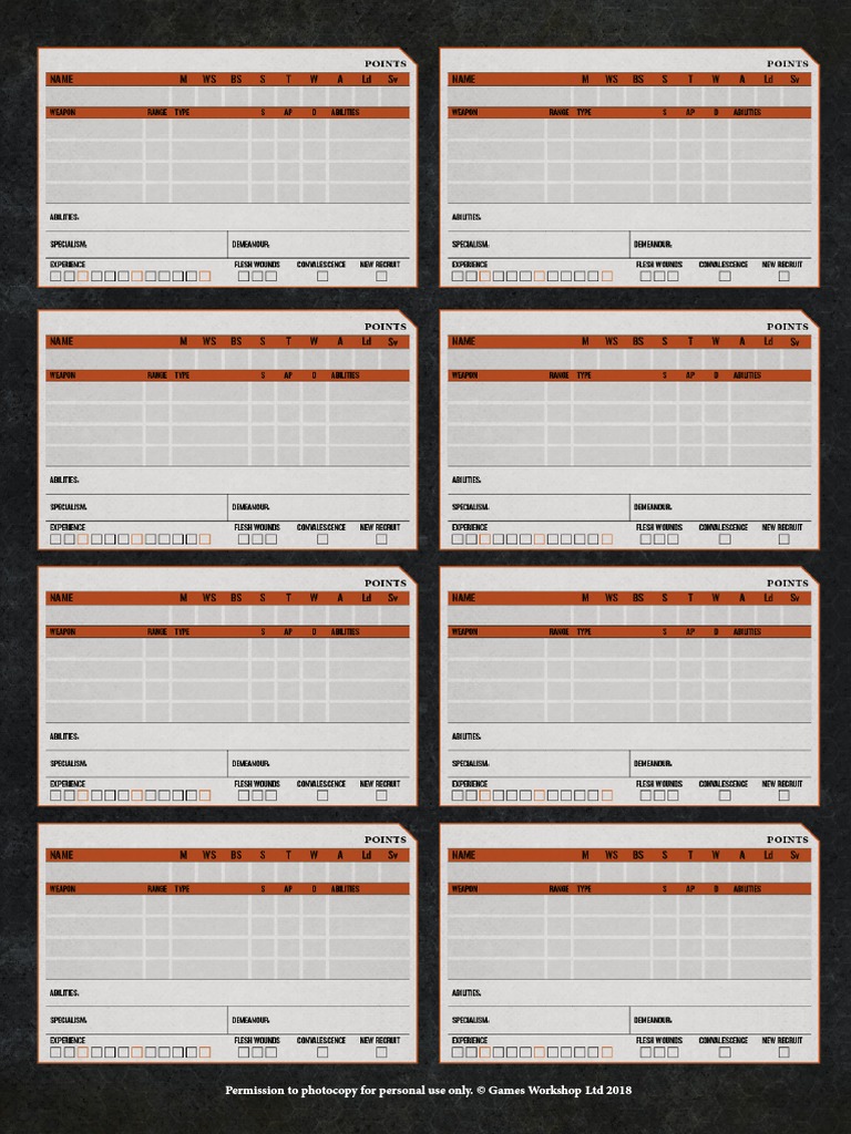 Kill Team - Fillable Datacards PDF | PDF