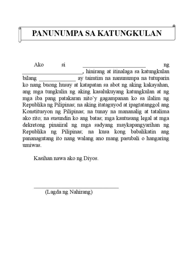 Panunumpa Sa Katungkulan | PDF