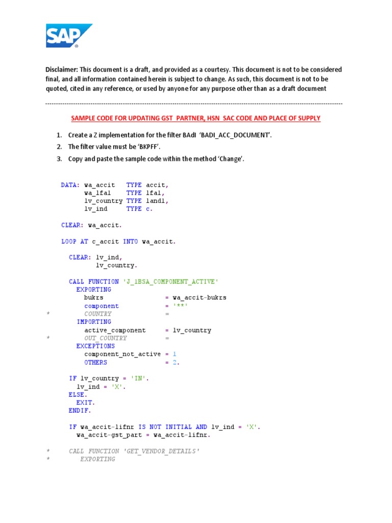 Sample Code | PDF | Sap Se | Computing