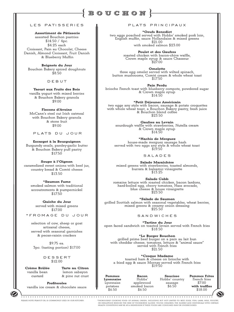 Bouchon Bistro Las Vegas Brunch Menu | PDF | Salad | Western Cuisine