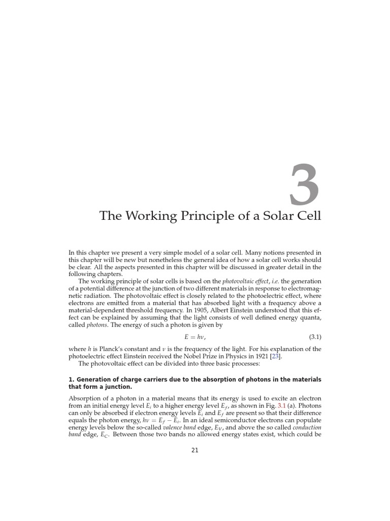 Solar Cell Working Principle Guide | PDF | Band Gap | Photoelectric Effect