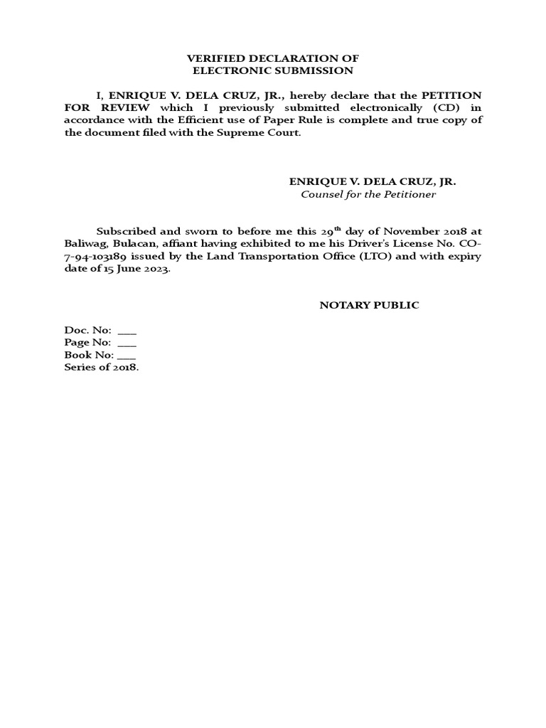 Verified Declaration | PDF