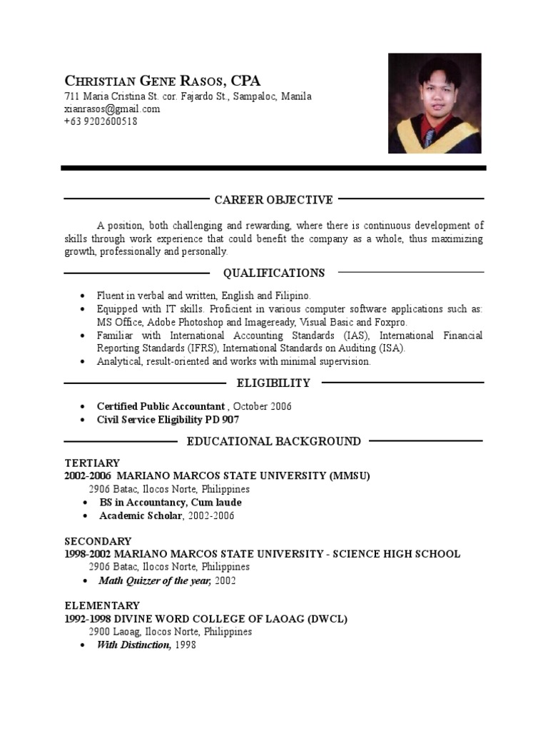 Resume Sample | PDF | Accounting | Philippines