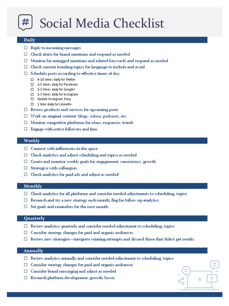 Daily Social Media Management Checklist | PDF