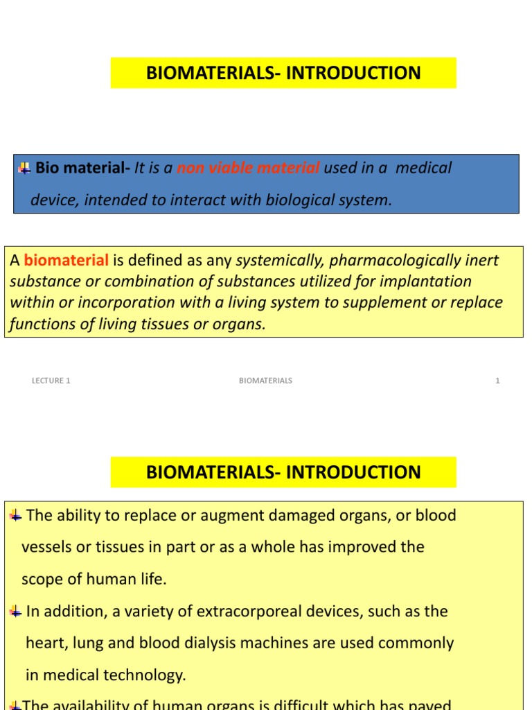 Biomaterials-Introduction: Bio Material - It Is A | PDF | Biomaterial ...