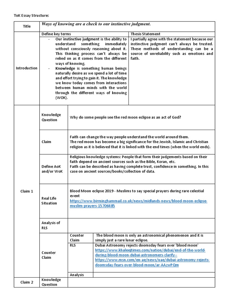 Tok Ib Essay Template | PDF | Last Judgment | Faith