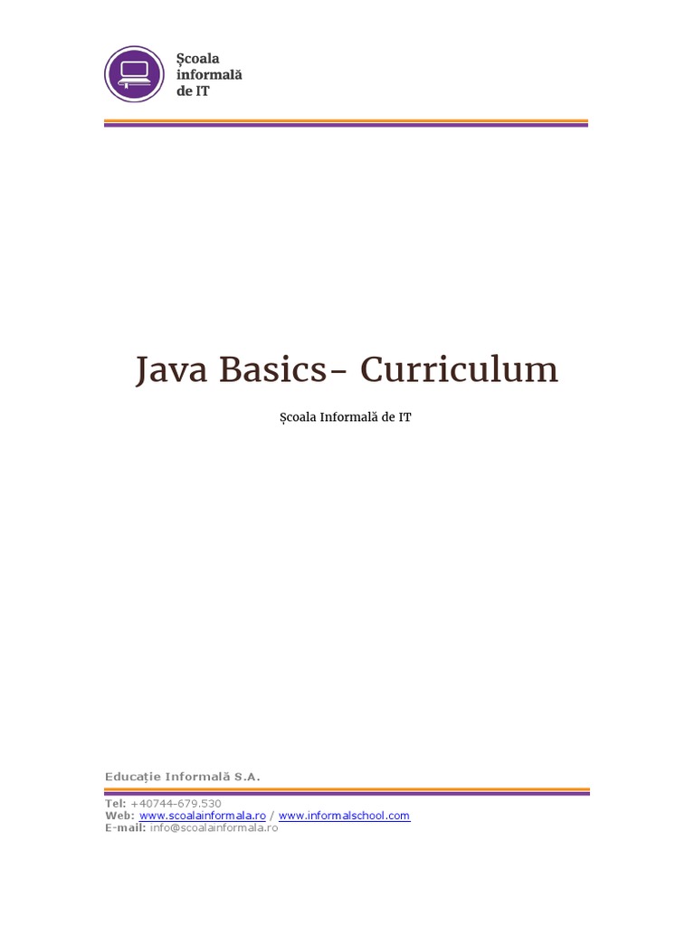 Java Basics-Curriculum: Școala Informală de IT | PDF | Java ...
