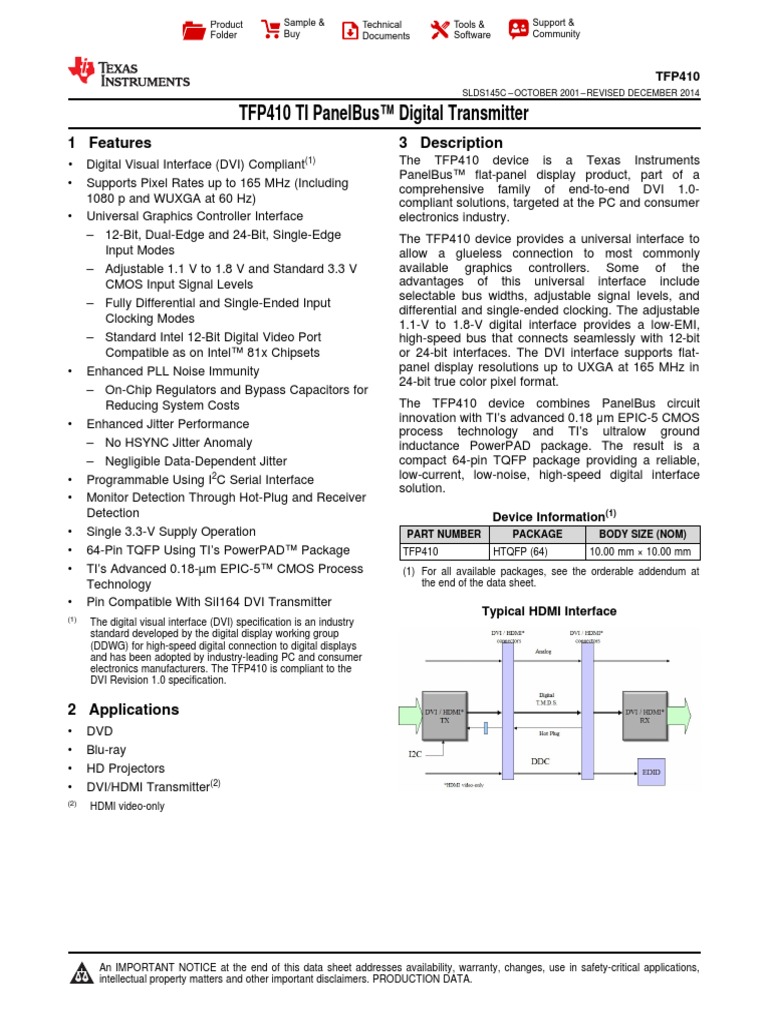TFP 410 | PDF | Electrostatic Discharge | Hdmi