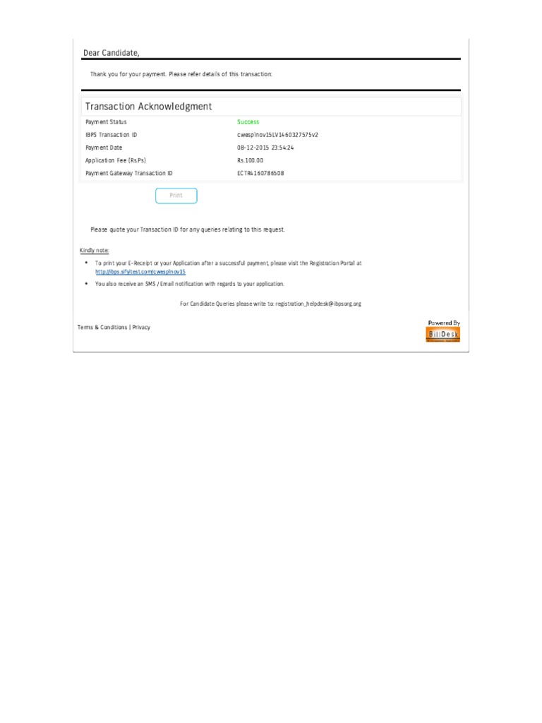 Transaction Acknowledgment: Dear Candidate | PDF | Business | Computers