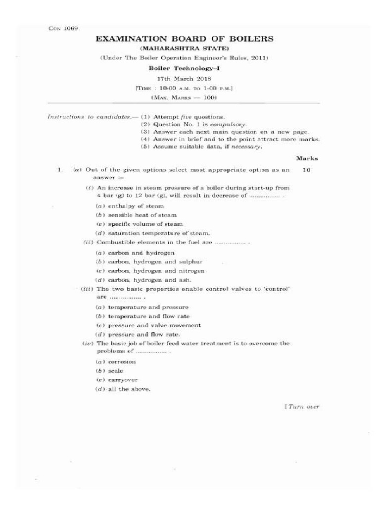 Examination Board of Boilers: Instructions To Candidates.-Five ...
