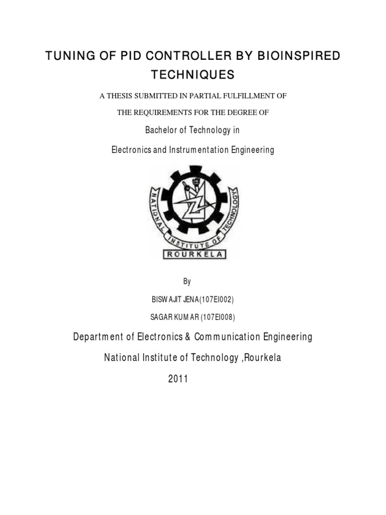 Tuning of Pid Controller by Bioinspired Techniques: Bachelor of Technology in Electronics and ...