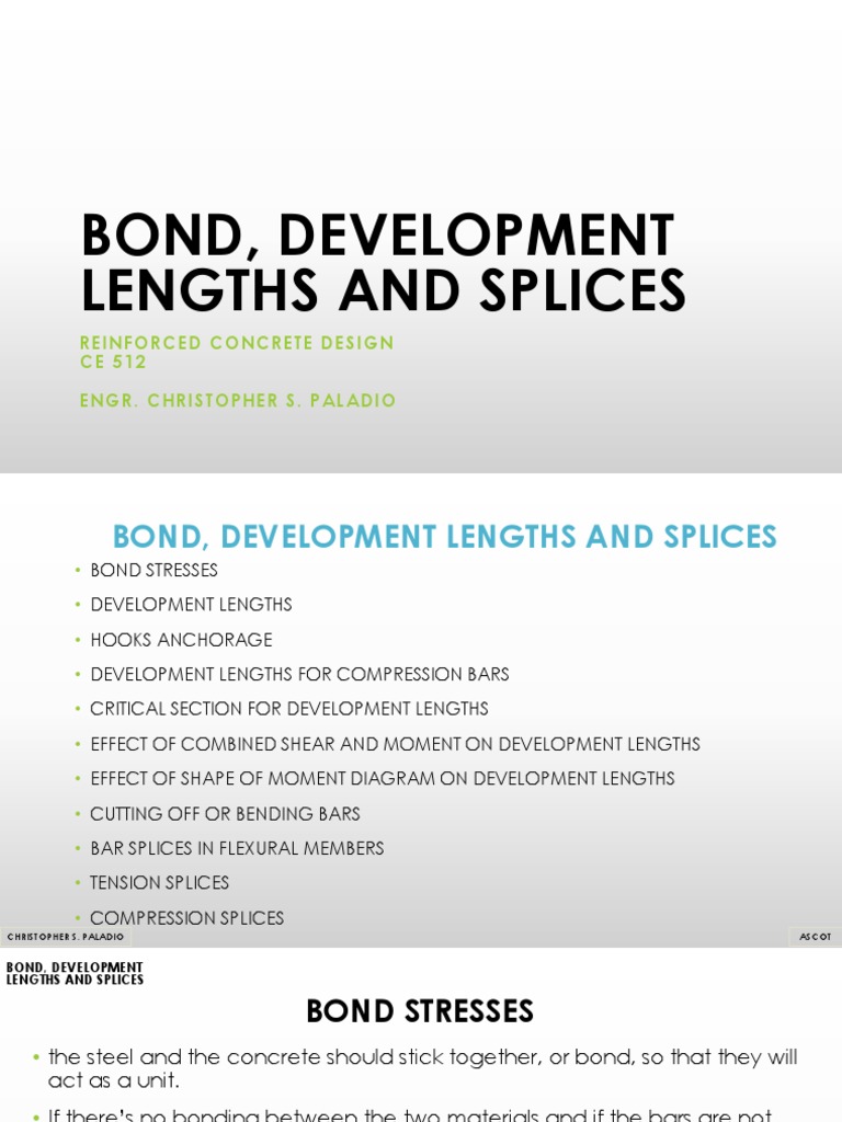 Lecture 4 - Reinforced Concrete - Bond, Development Length | PDF ...