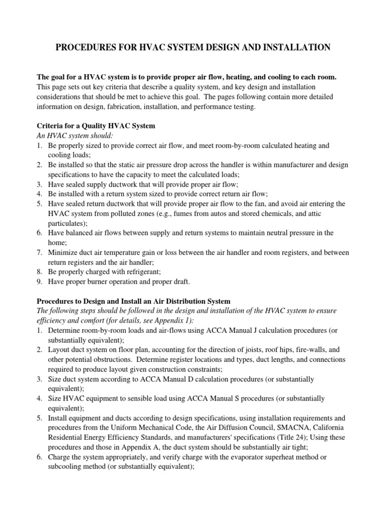 Procedures For Hvac System Design and Installation | PDF | Duct (Flow ...