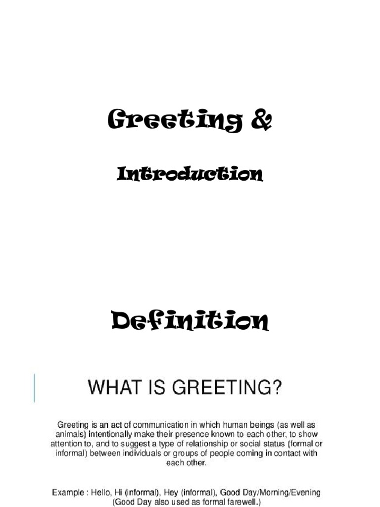 Greeting & Intro | PDF