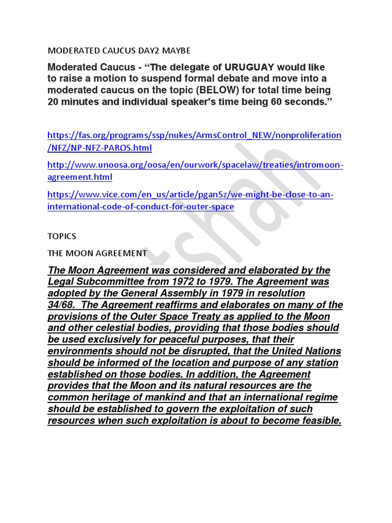 Moderated Caucus | PDF | United Nations | International Relations