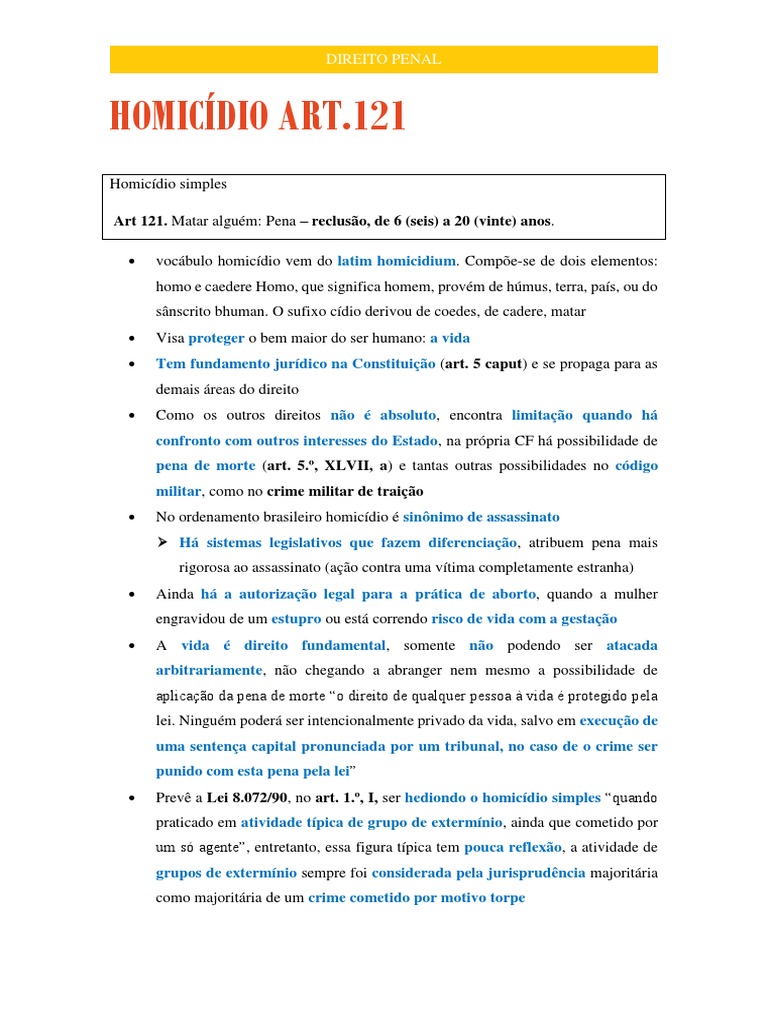Direito Penal: Análise do Crime de Homicídio Simples e suas ...