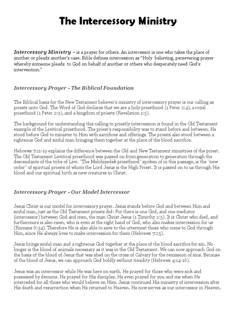 The Intercessory Ministry | PDF | Intercession | Prayer