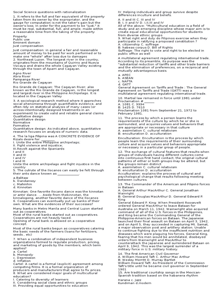 Social Science Questions With Rationalization | PDF | Quantitative ...