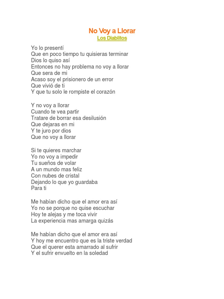 No Voy A Llorar | PDF | Arte | Poesía