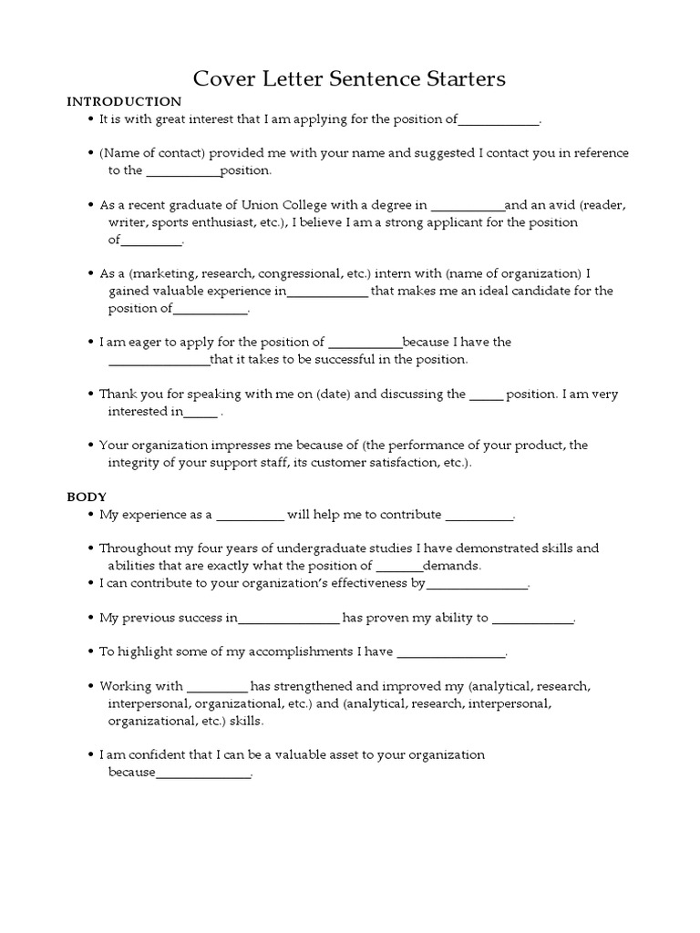 CL Sentence Starters Email Body | PDF | Newspapers | Journalism