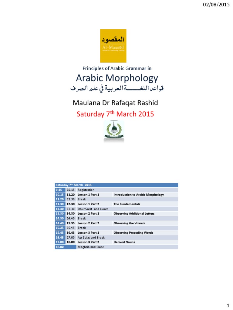 Arabic Morphology | PDF | Grammatical Tense | Arabic