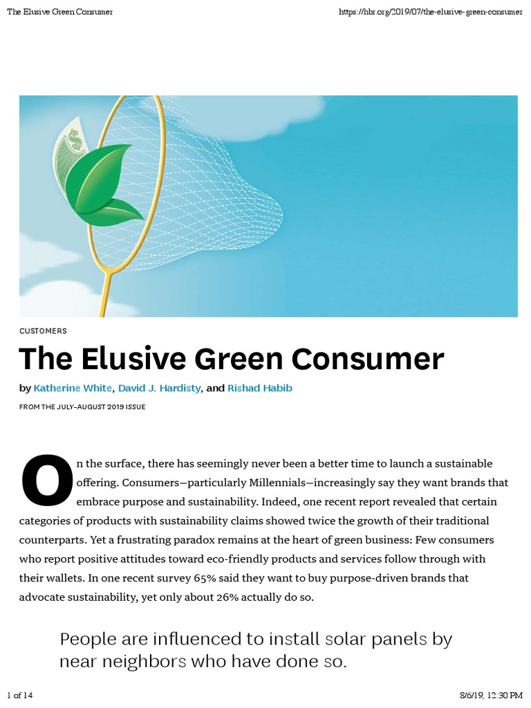 The Elusive Green Consumer | PDF | Sustainability | Behavior