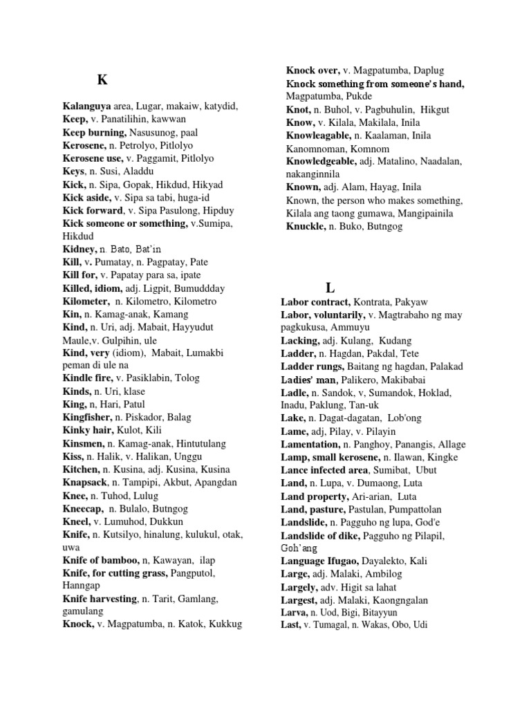 Ifugao Tuwali Dictionary | PDF