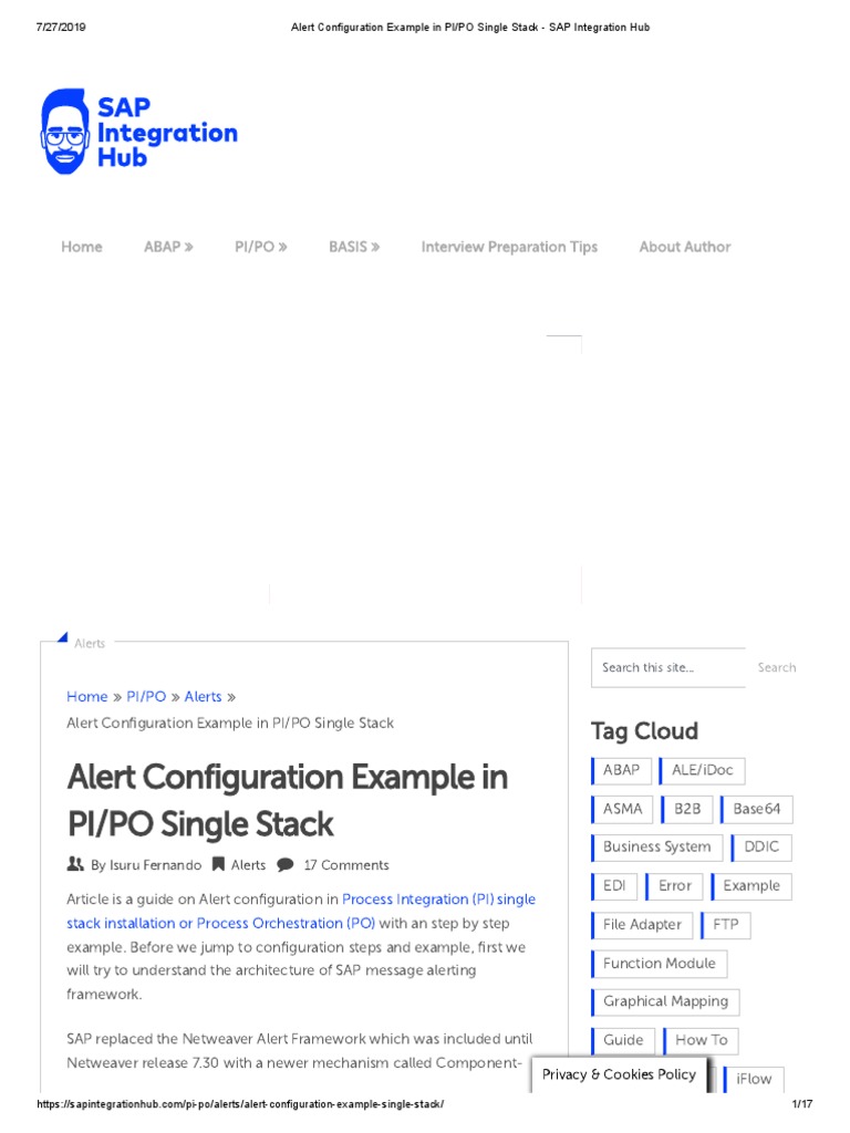 Alert Configuration Example in PI - PO Single Stack - SAP Integration ...