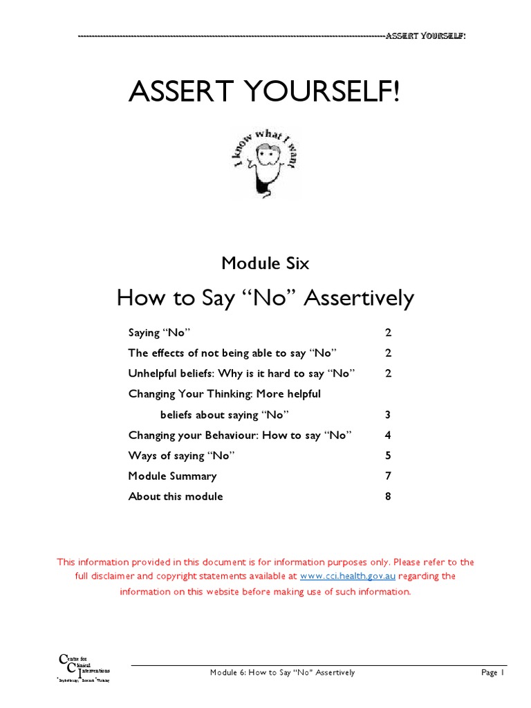 How To Say No | PDF | Cognitive Behavioral Therapy | Psychotherapy