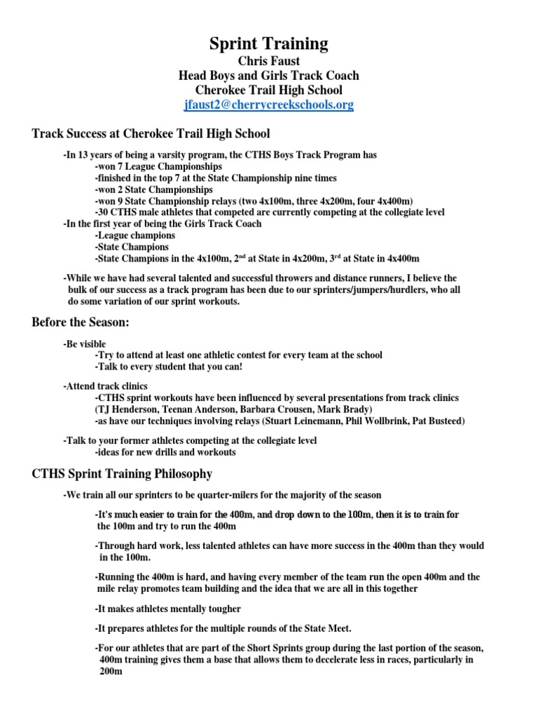 Sprint Training - Compressed PDF | PDF | Track And Field | Sport Of ...
