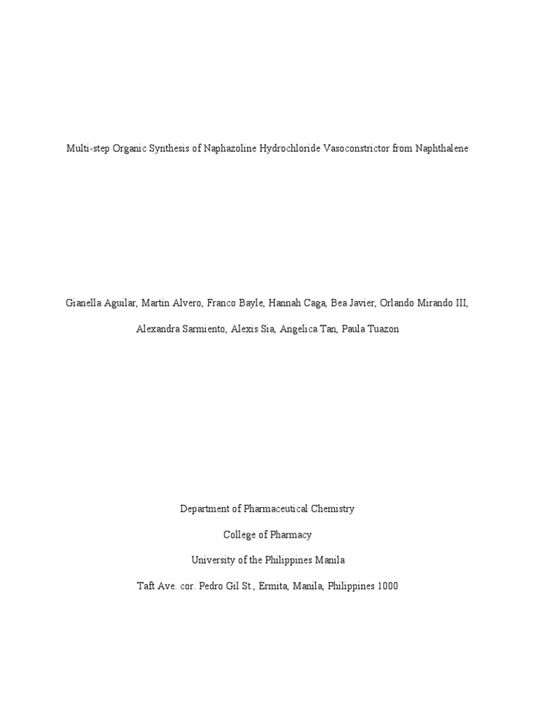 Synthesis of Naphazoline Hydrochloride | PDF | Chemical Compounds ...