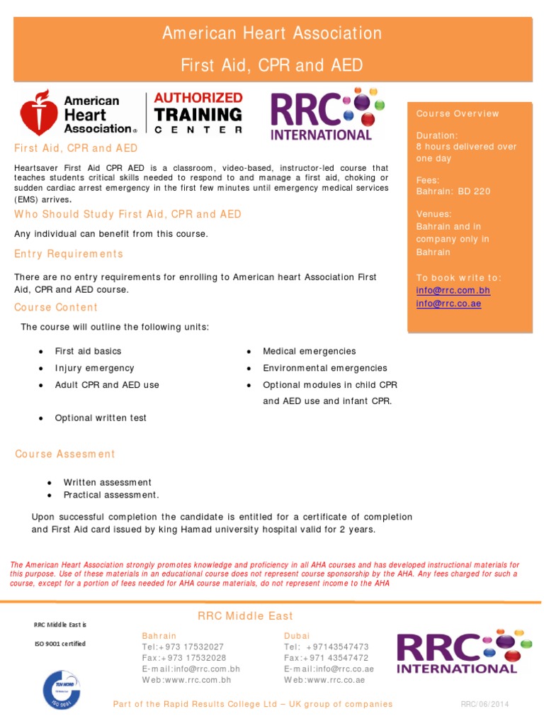 First Aid, CPR and Aed-Aha | PDF | Cardiopulmonary Resuscitation ...