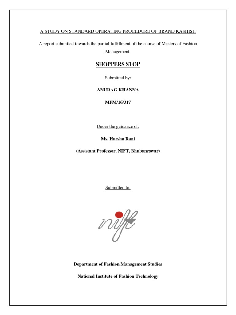 Internship Report | PDF | Retail | Fashion