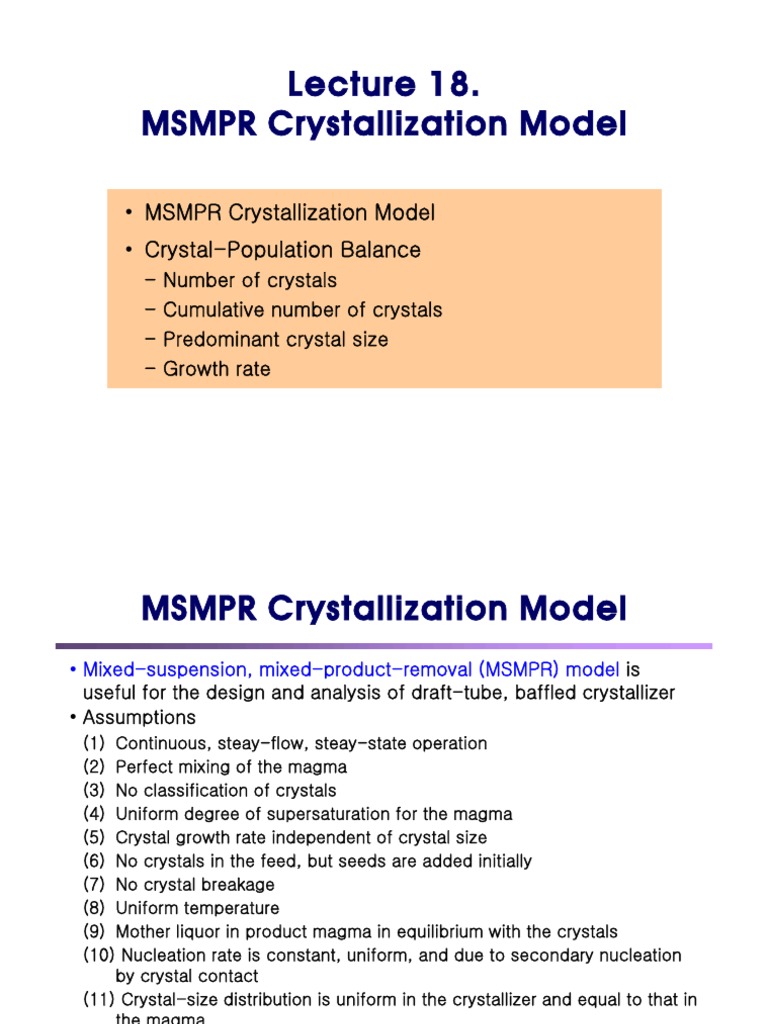 MSMPR Crystallization Model - Crystal-Population Balance | PDF ...