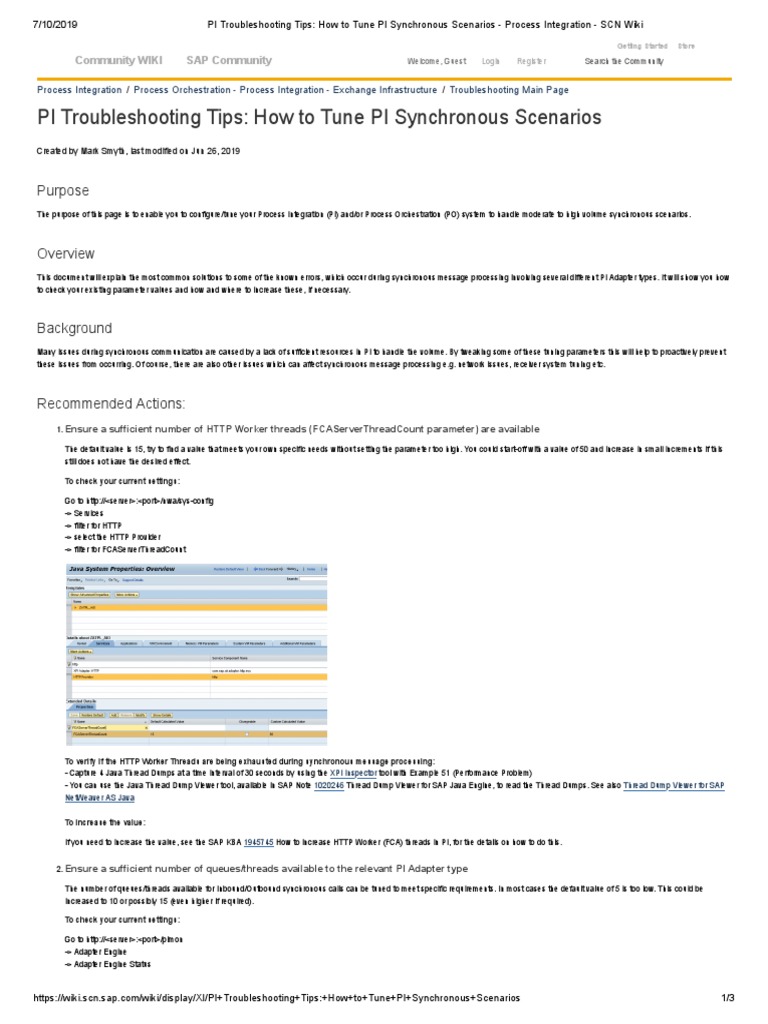 PI Troubleshooting Tips - How To Tune PI Synchronous Scenarios ...