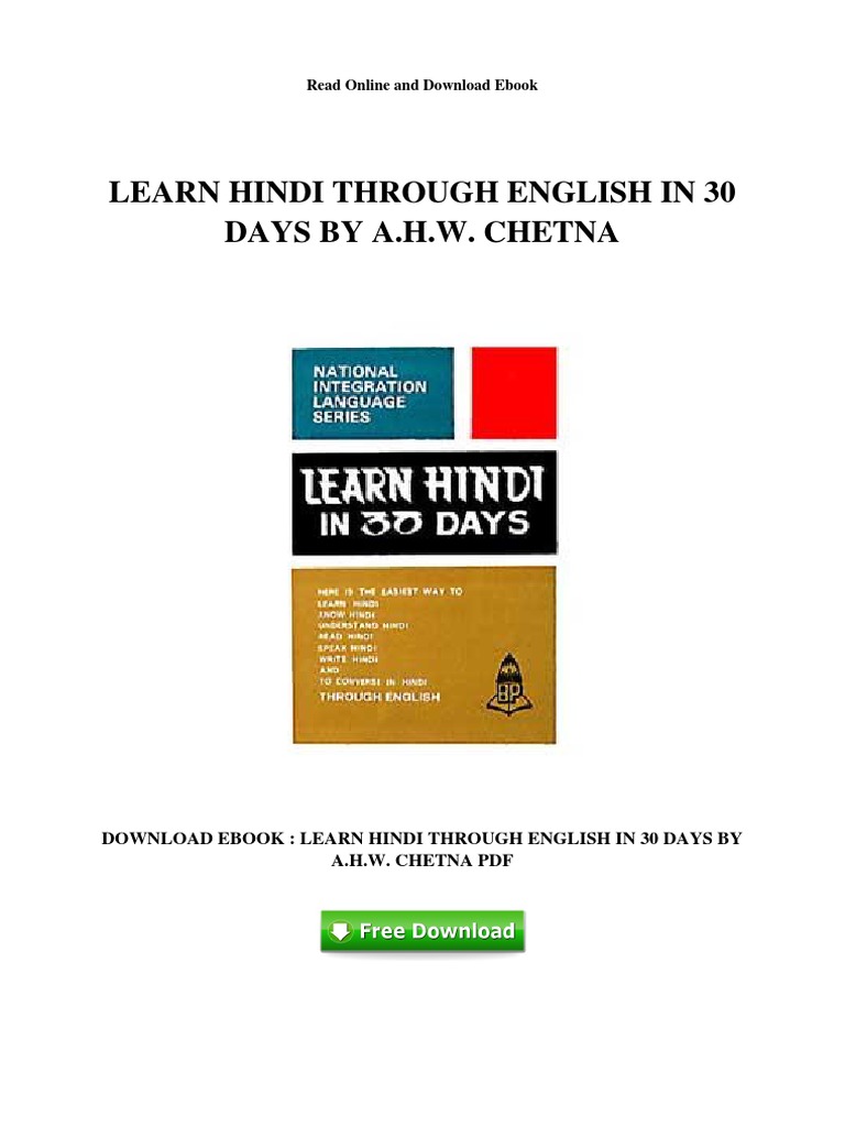 Learn Hindi in 30 Days PDF Guide | PDF | E Books | Books