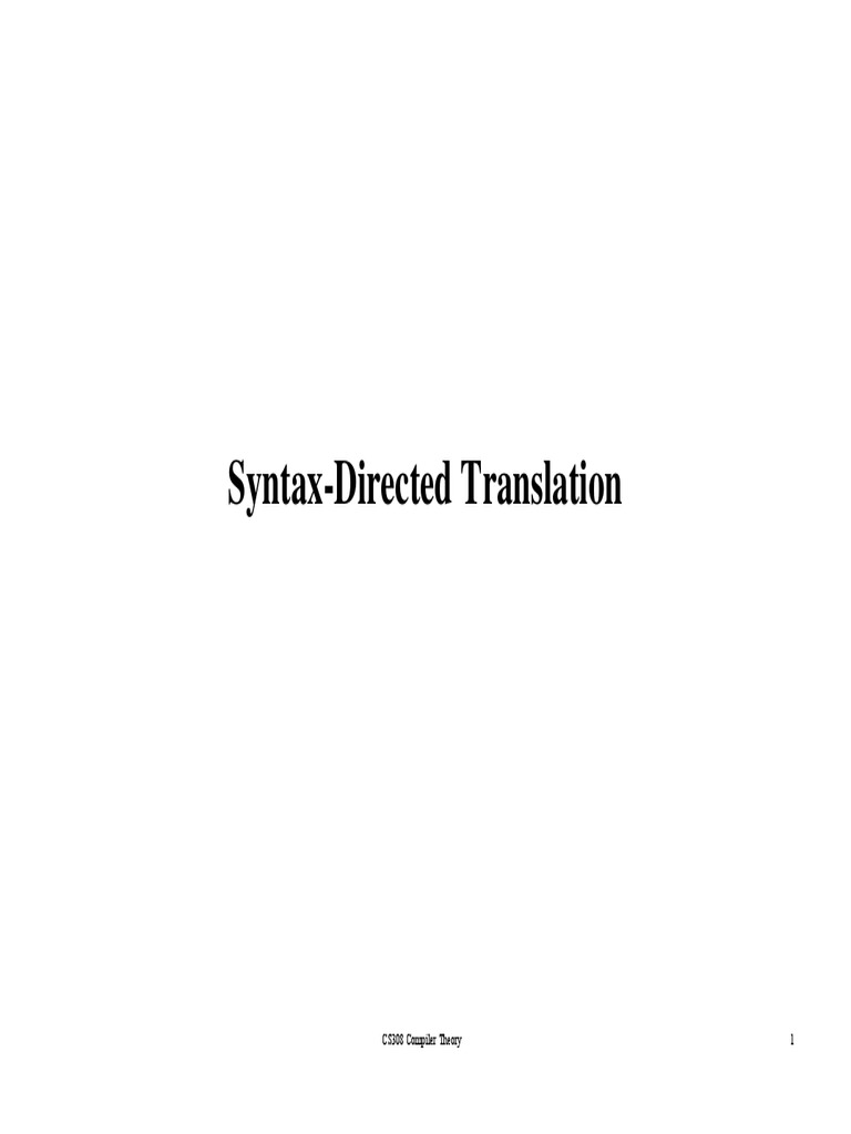 Syntax-Directed Translation in Compilers | PDF | Parsing | Syntax