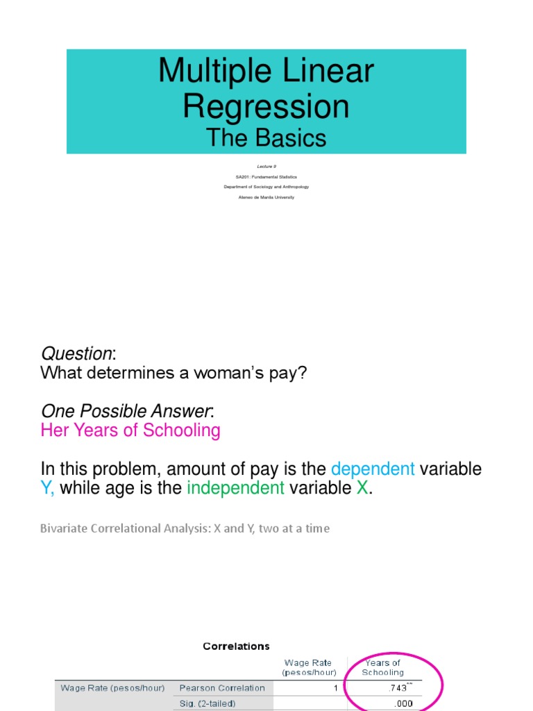 Multiple Linear Regression Analysis Basics | PDF | Regression Analysis ...