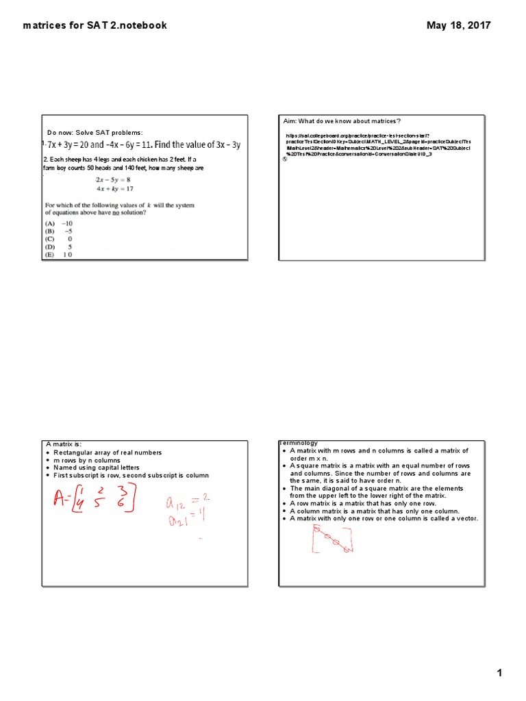Matrices For SAT 2 | PDF | Determinant | Matrix (Mathematics)