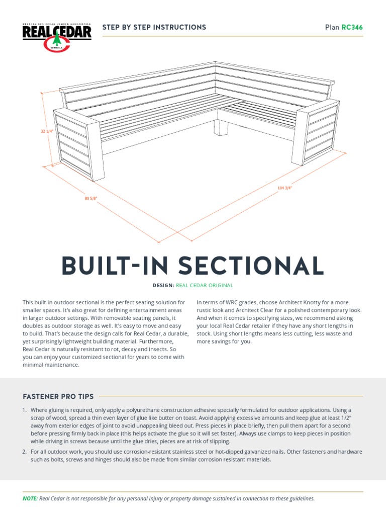 Outdoor Cedar Sectional Build Guide | PDF | Screw | Adhesive