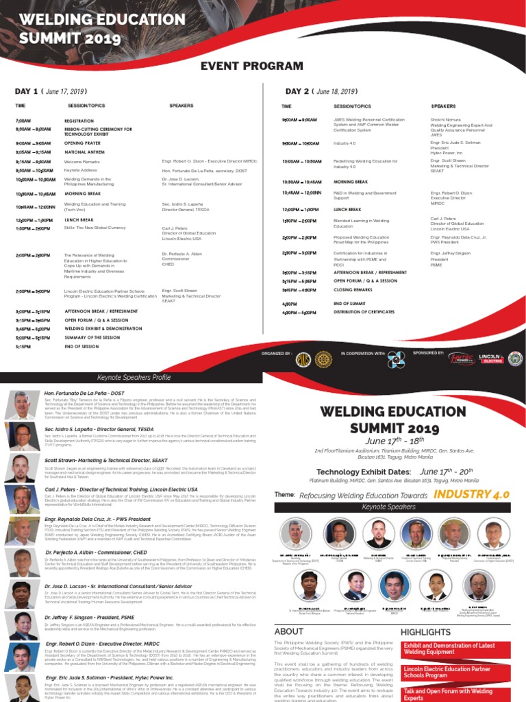 Welding Summit Program FINAL 1559272240 | PDF | Business