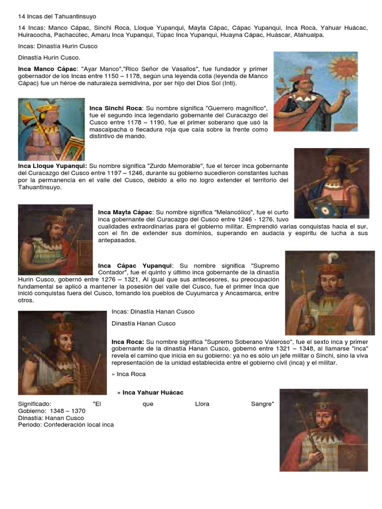 14 Incas Del Tahuantinsuyo | PDF | Imperio Inca | Francisco Pizarro