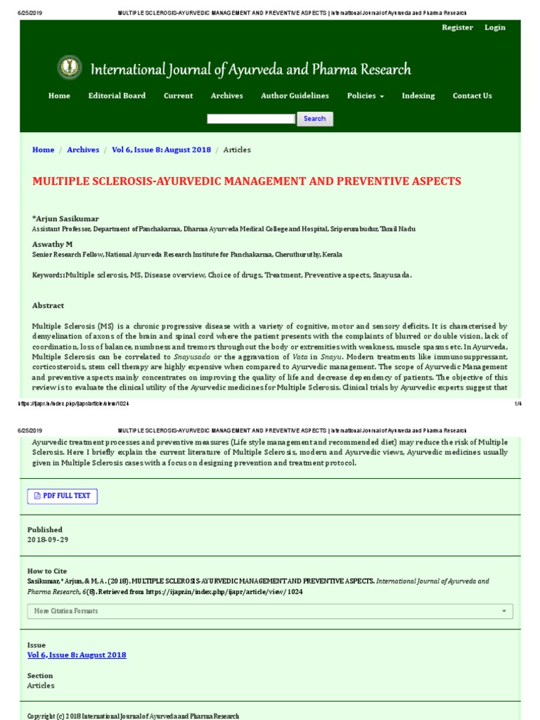 Multiple Sclerosis Ayurvedic Medicine | PDF | Ayurveda | Multiple Sclerosis Multiple Sclerosis Ayurvedic Medicine | PDF | Ayurveda | Multiple Sclerosis