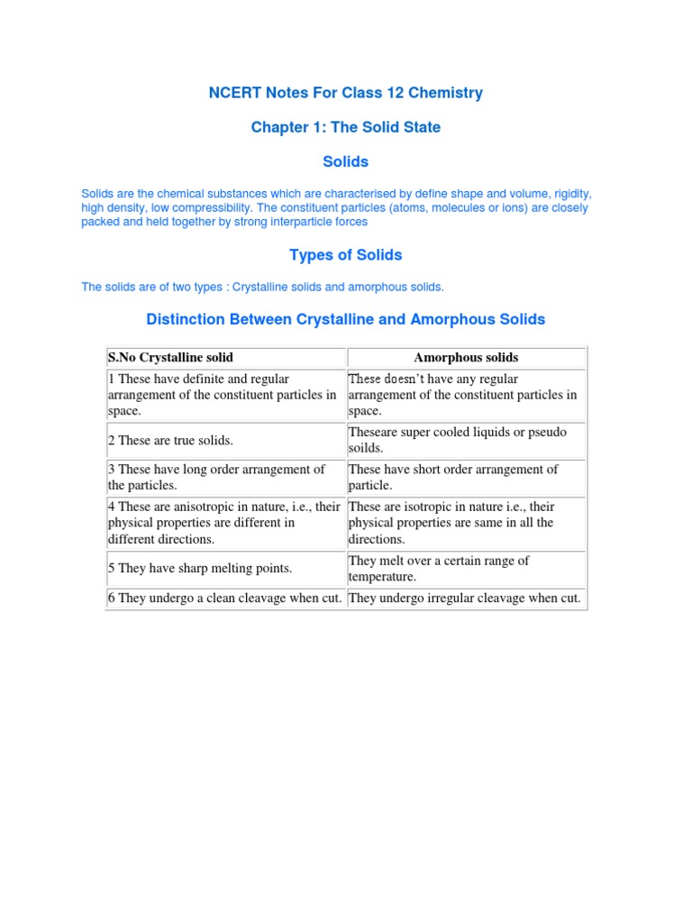 Class 12 Physics CH 1 Notes | PDF | Crystal Structure | Magnetism